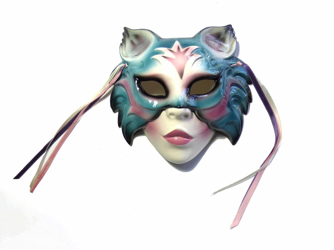 Vintage Foxy Feline Cat Woman Porcelain Mask by About Face Clay Art San ...