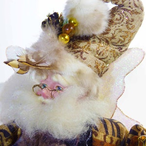 VINTAGE Mark Roberts Christmas Pheasant Feather Opulent Brocade Santa ...