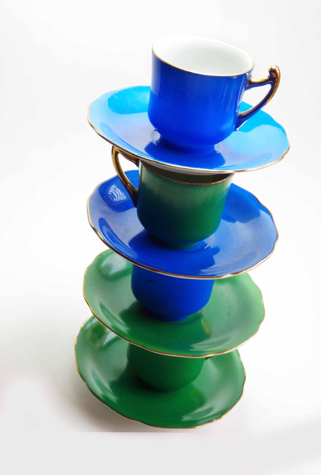 4 Mad Hatter Sets of 1950s Gold Castle Porcelain Demitasse Tea Cup ...