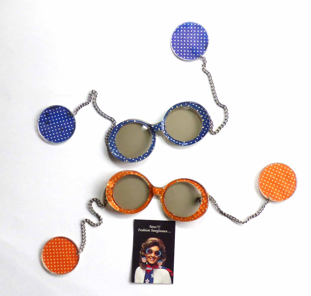 2 Pair of Vintage 1960s JE-DOL Mod Round Fashion Sunglasses Orange ...