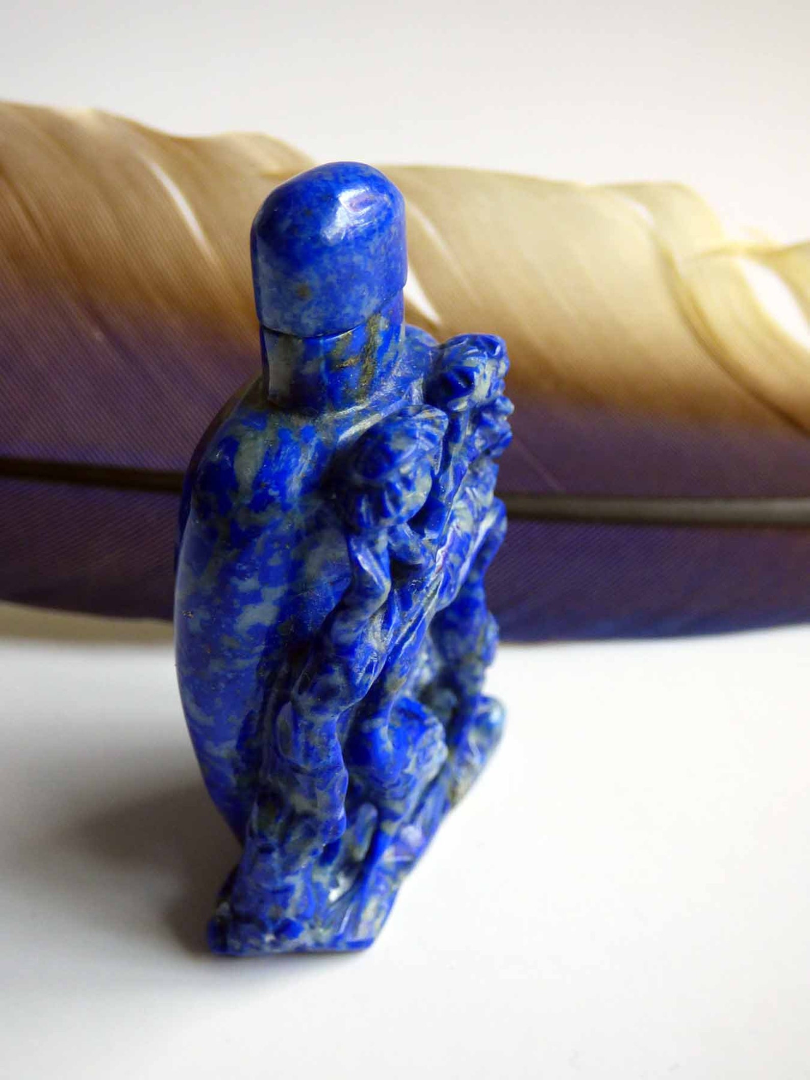 Carved Chinese Gemstone Lapis Lazuli Snuff Bottle W/ Two - Etsy