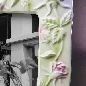 Vintage 9 X 7 ELSA L Ceramic Rose Stem Picture Frame Soft Romantic ...
