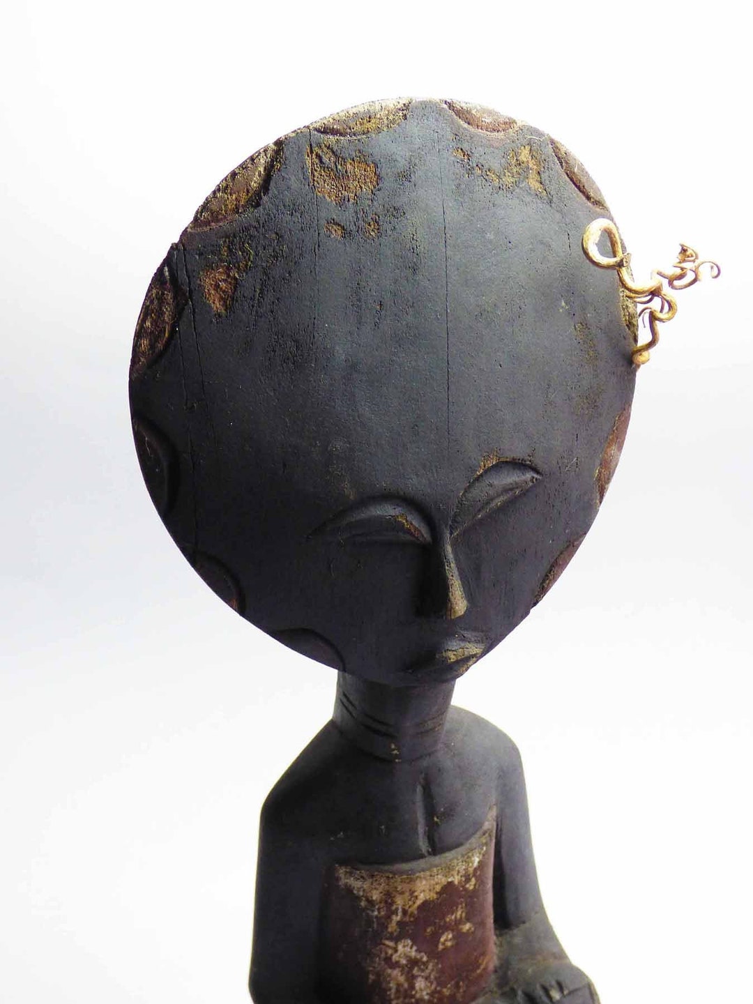 Antique African Tall Seated AKUA' BA Carved Wood ASHANTI Asante ...