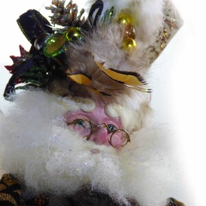 VINTAGE Mark Roberts Christmas Pheasant Feather Opulent Brocade Santa ...