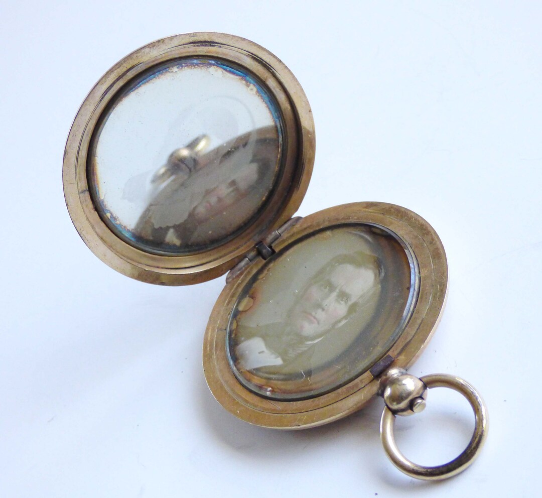 Two Circa 1840s Daguerreotypes Mounted Behind Beveled Glass Crystals in ...