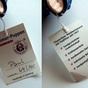 PAUL Hand Carved Wood Krahmer Puppen Kuck in Die Welt Art Doll Limited ...