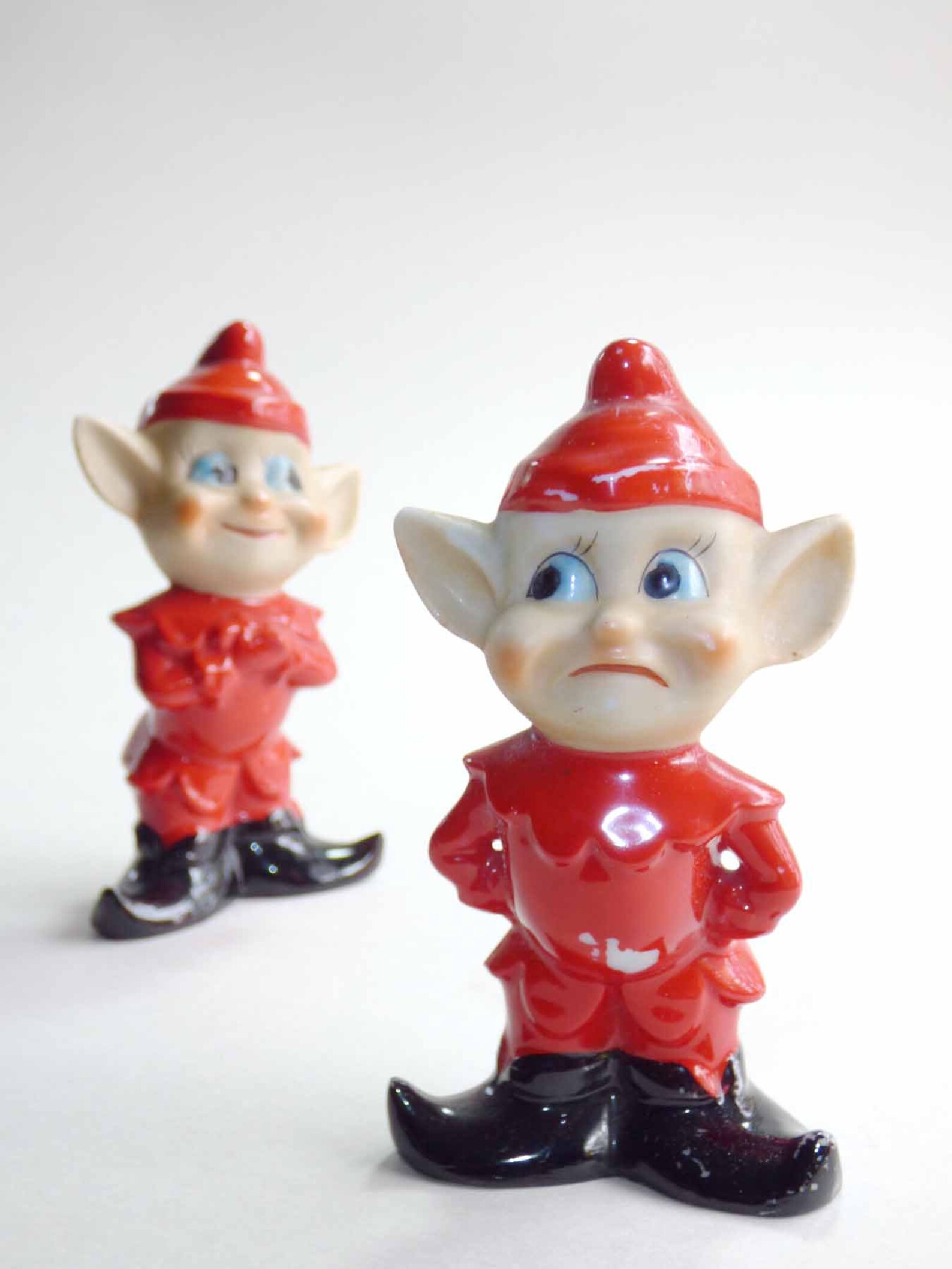 Real Happy Sprite Madly Sad Elf 1950s Red Suits Big Elfin Ears | Etsy