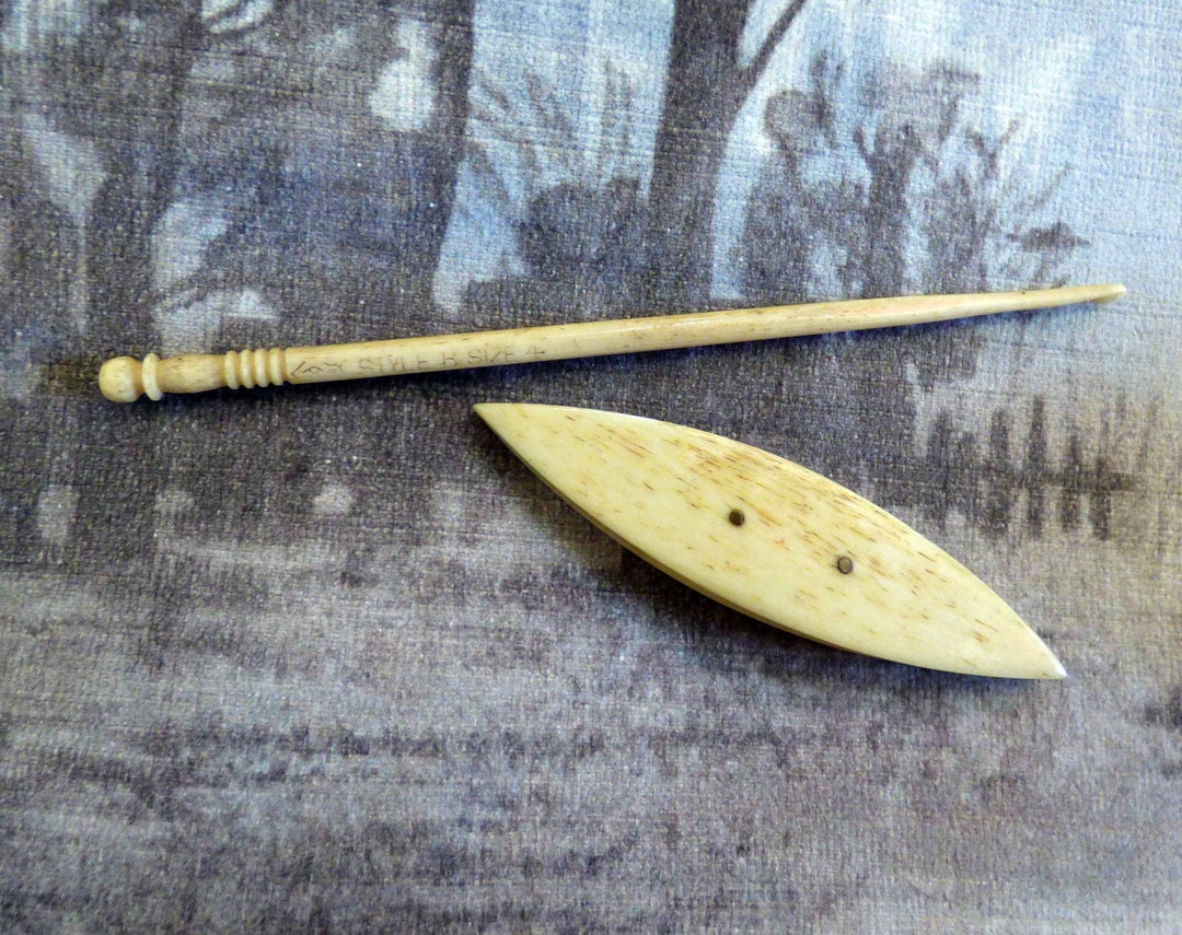 Antique Sewing Tools Hand Carved Bovine Bone Lace Tatting Ivory Shuttle ...