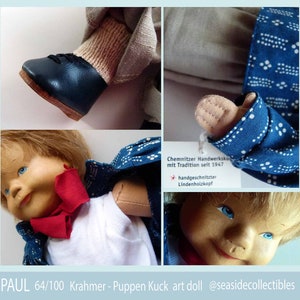 PAUL Hand Carved Wood Krahmer Puppen Kuck in Die Welt Art Doll Limited ...