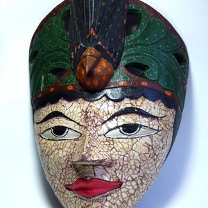 BALINESE Decorative Javanese Dance Mask Vintage Carved Wood Indonesian ...