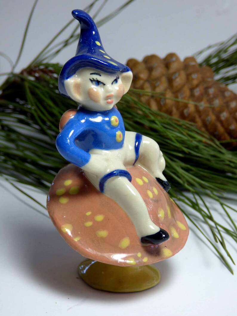 Pixie Fairy Seated on a Toadstoolvintage 1950s Ceramic Arts - Etsy