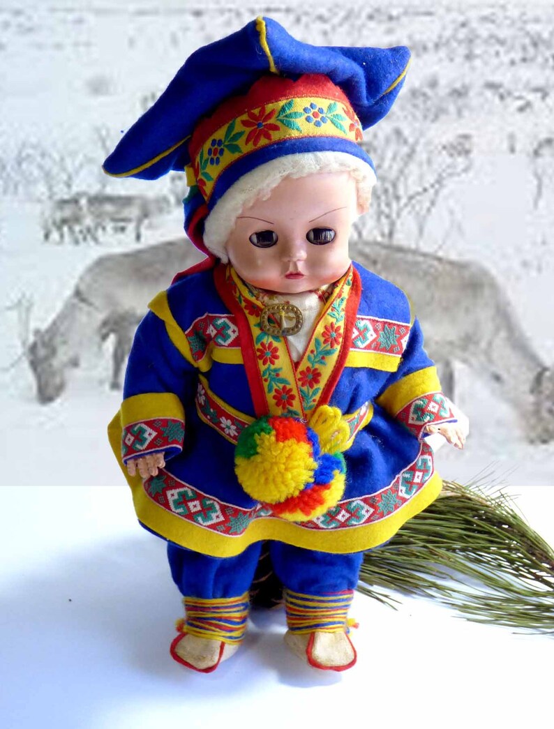 2 Folk Art Celluloid Baby Dolls Costumes of Arctic North - Etsy