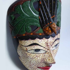 BALINESE Decorative Javanese Dance Mask Vintage Carved Wood Indonesian ...