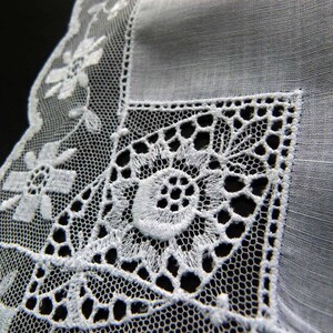 Large Wedding French Lace White Scalloped Handmade Lace Handkerchief ...
