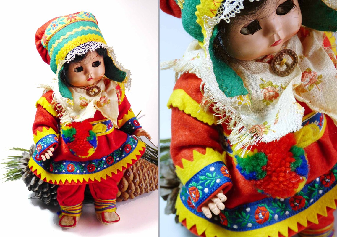 2 Folk Art Celluloid Baby Dolls Costumes of Arctic North - Etsy
