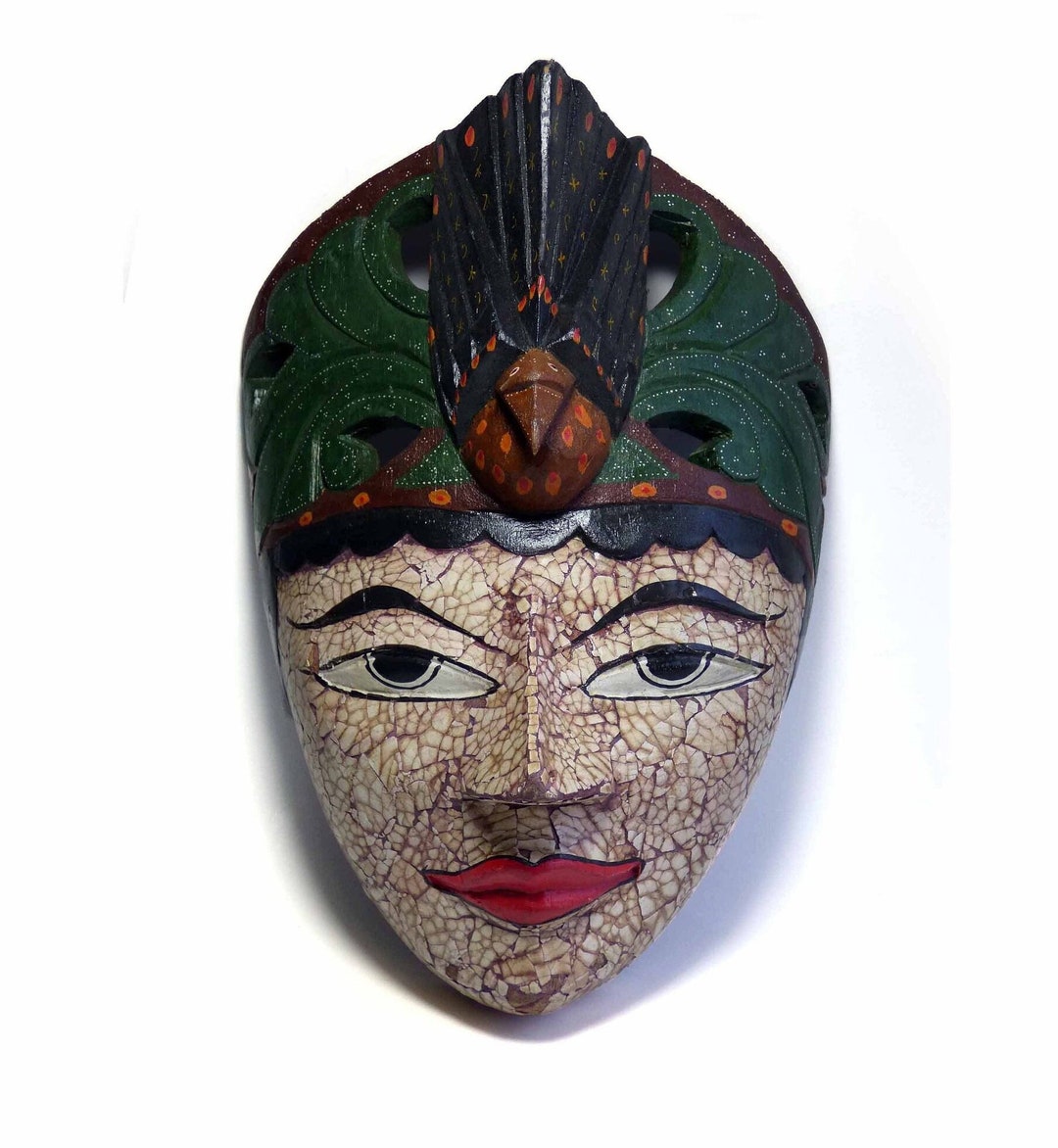 BALINESE Decorative Javanese Dance Mask Vintage Carved Wood Indonesian ...