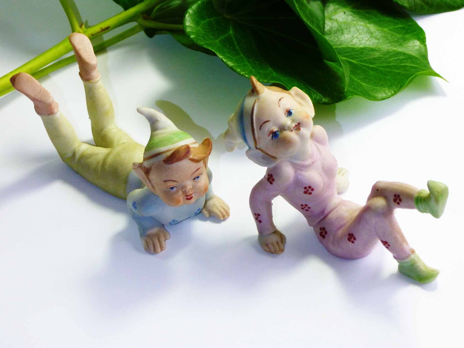 Two Happy Blue Eyed Frolicking Pixie Elves Blue Boy and Pink - Etsy