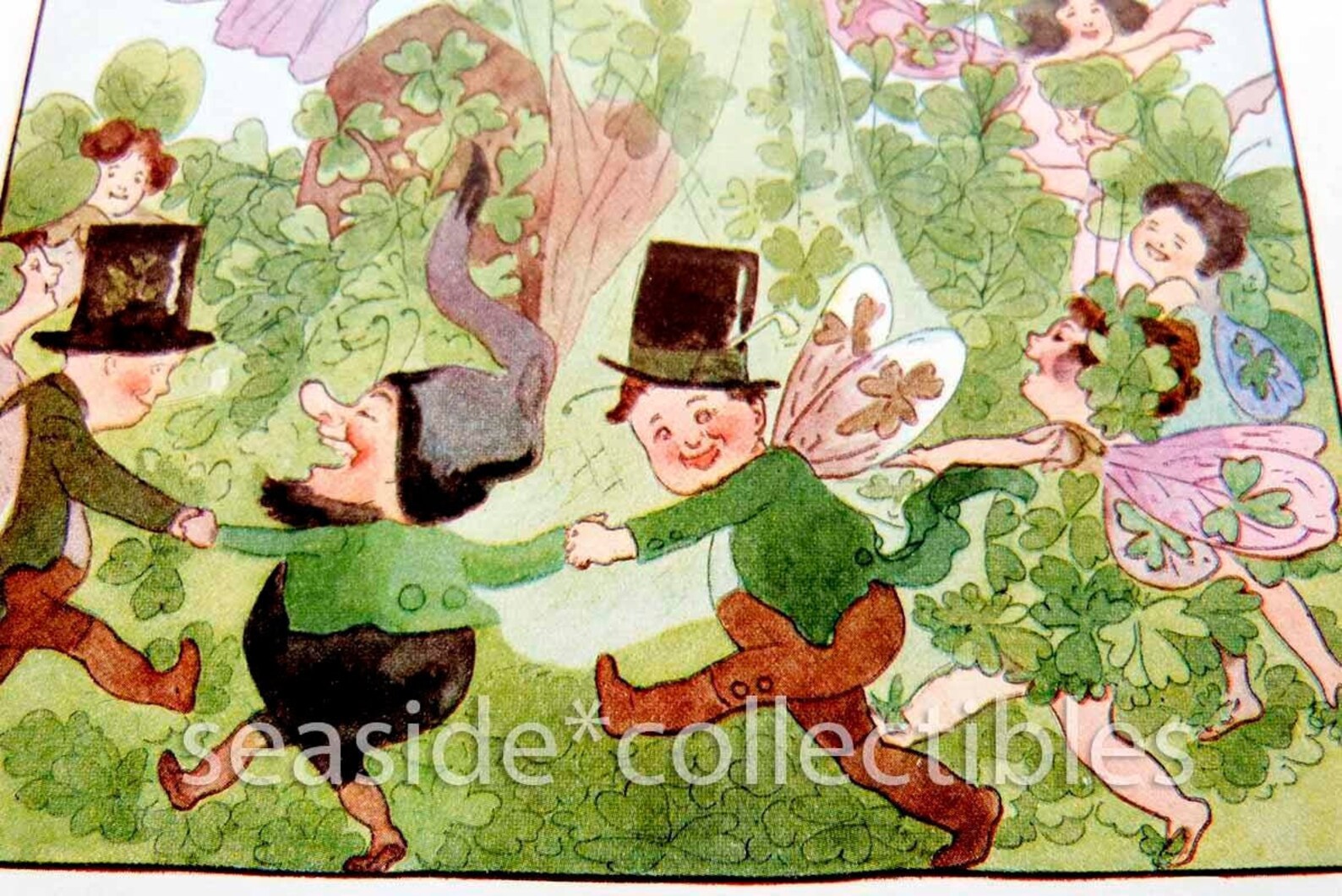 Fairy Queen Playing Harp St Patricks Day Book Art by A M Scott Art Deco ...