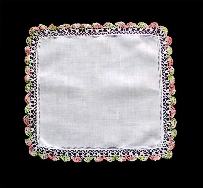 Lot of Two 2 Irish Linen Handkerchiefs Crochet Lace Double | Etsy