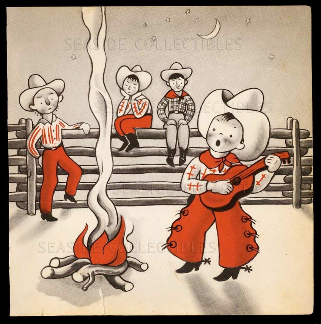 5 Lois Lenski COWBOY Bronco Horse Original 1940s Book Art Illustrations ...