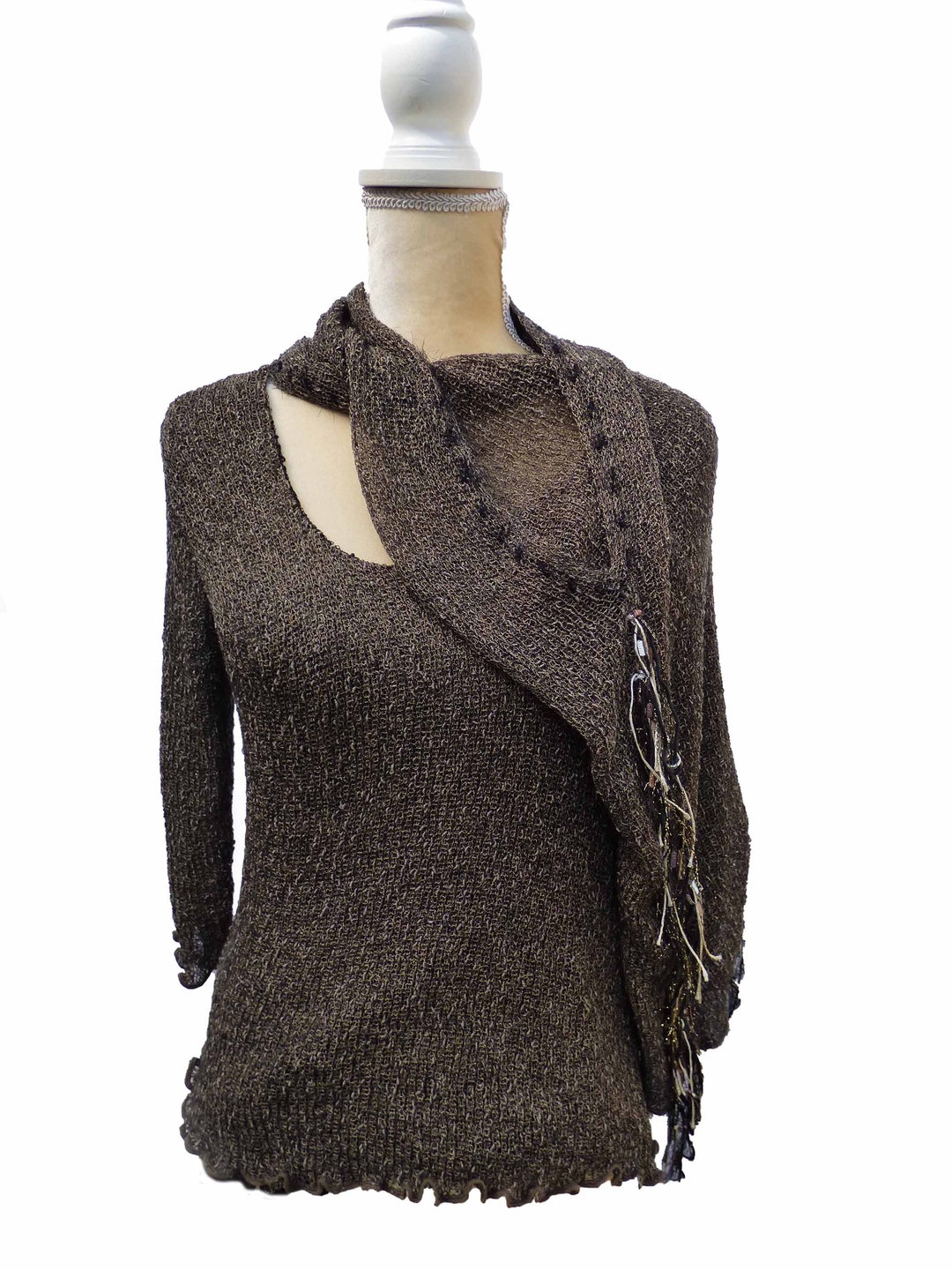 Vintage VAN LEE Boucle Batwing Fringed Ruana Poncho W/ 2 Layer Shell ...