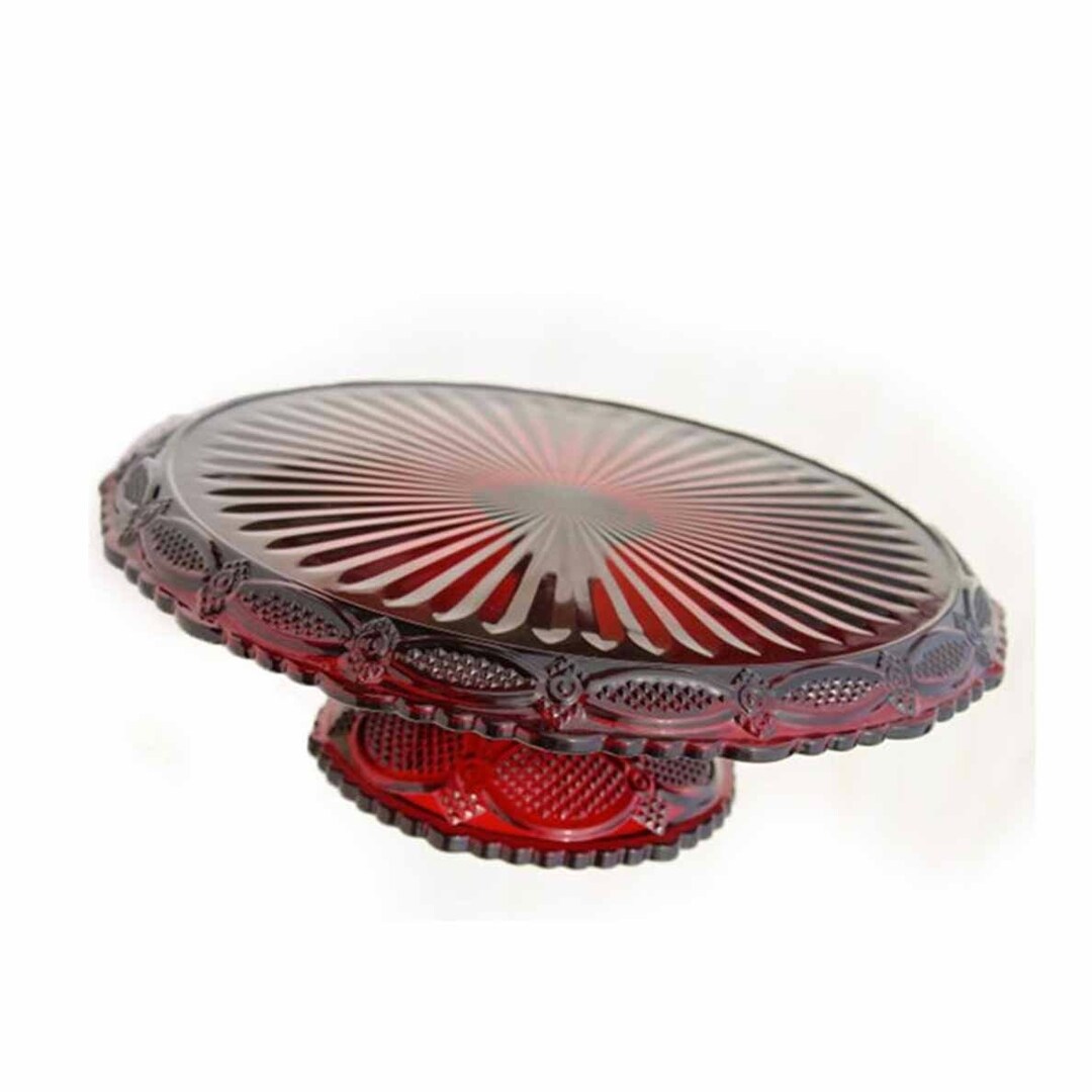 Vintage Avon 1876 Cape Cod Pedestal Cake Plate Ruby Red Glass Cake ...