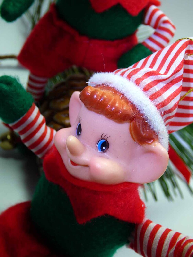 2 Vintage Fun Loving Pixie Ginger Elves in Red Candy Stripe | Etsy