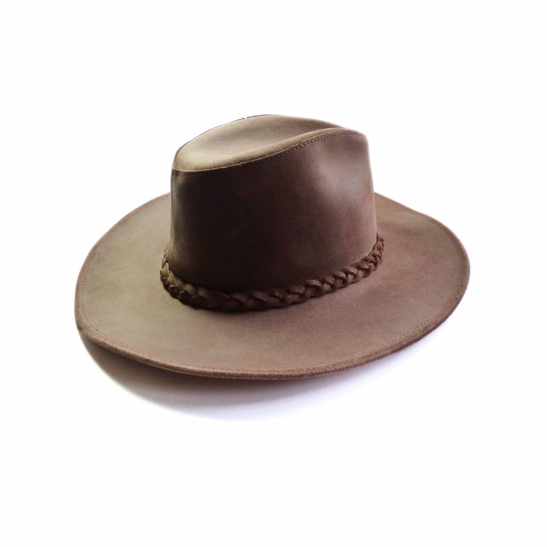 Leather Pinch-front Crown Western Style Hat Deep Brown Size - Etsy