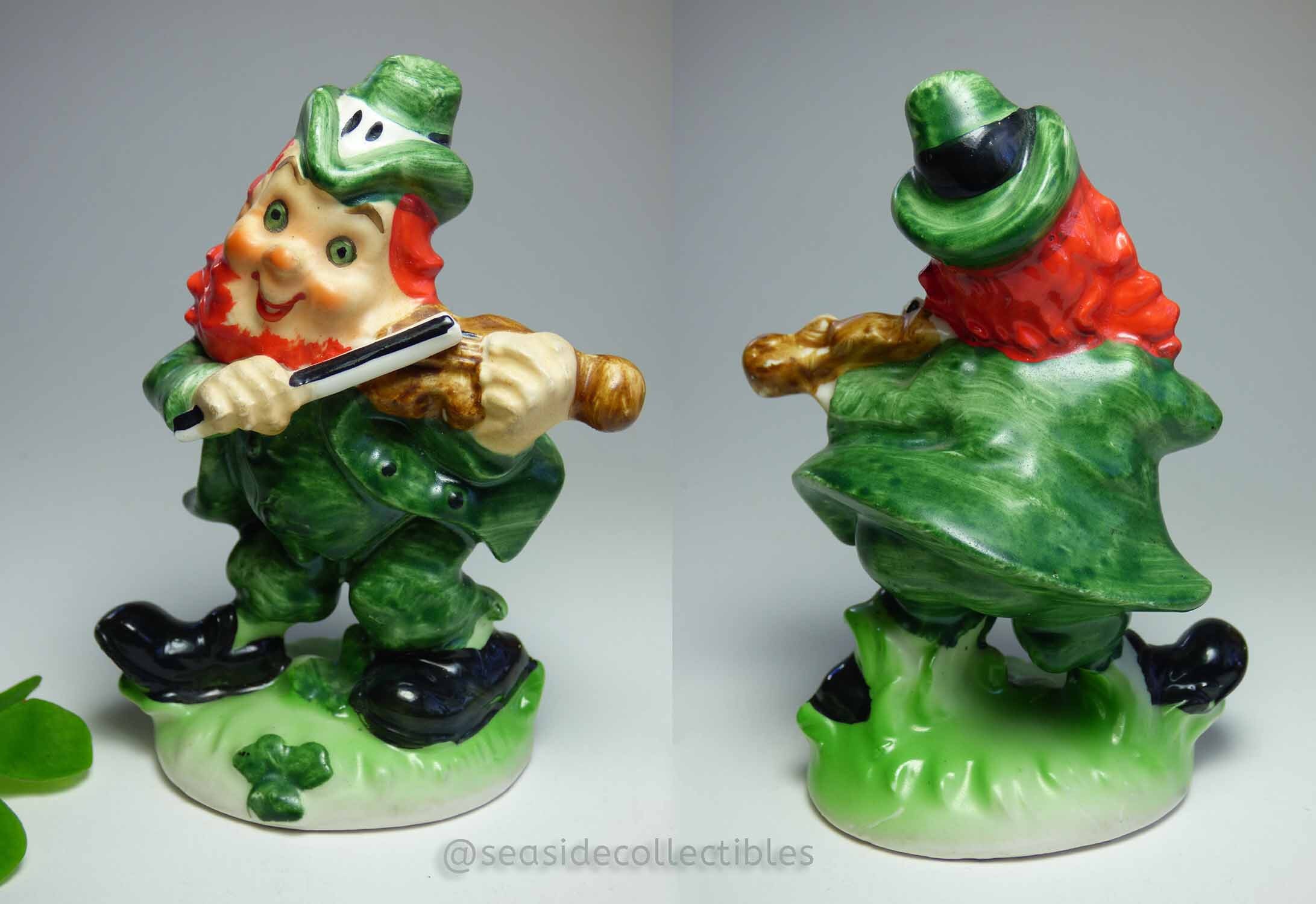 PARTY! 3 St Patrick's Day Lefton Japan Leprechaun Playing the Fiddle ...