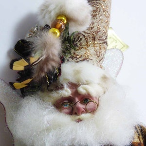 VINTAGE Mark Roberts Christmas Pheasant Feather Opulent Brocade Santa ...