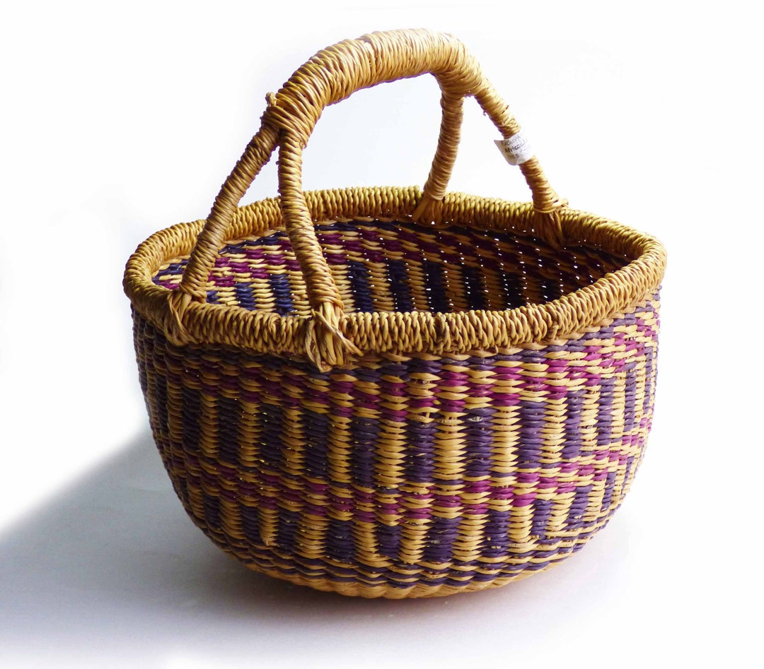 Vintage Colorful Mini Bolga Market Basket by African Accents - Etsy