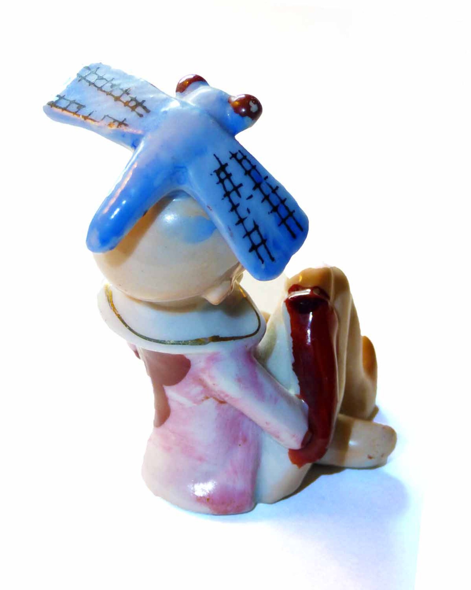 Vintage 1940s Porcelain Singing Pixie Elf With Dragonfly on - Etsy