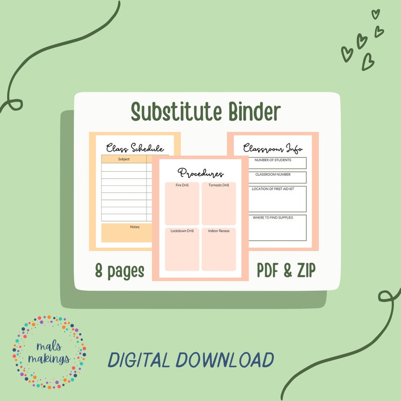 Printable Substitute Teacher Binder Teacher Binder Printable - Etsy