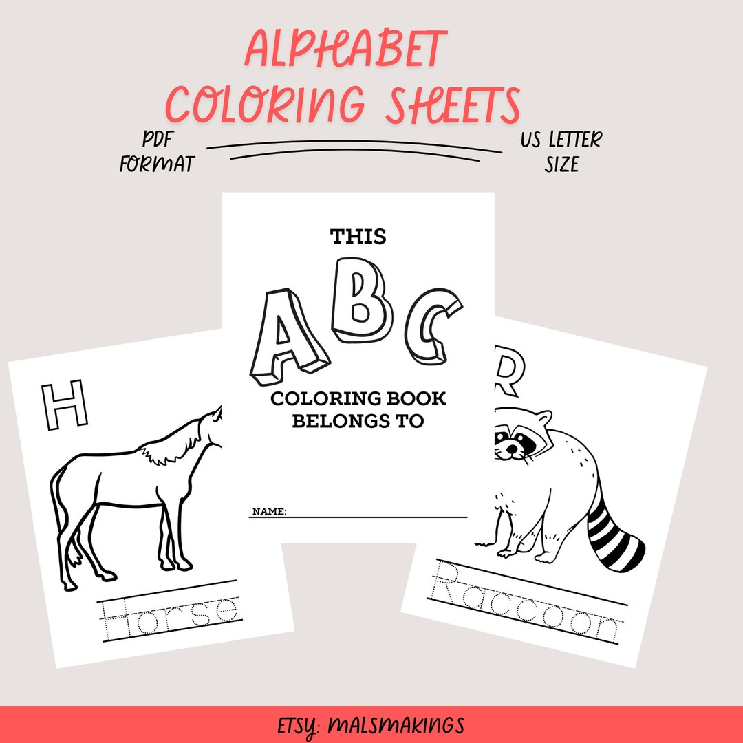 Alphabet Coloring Sheets, ABC Printable for Kids - Etsy
