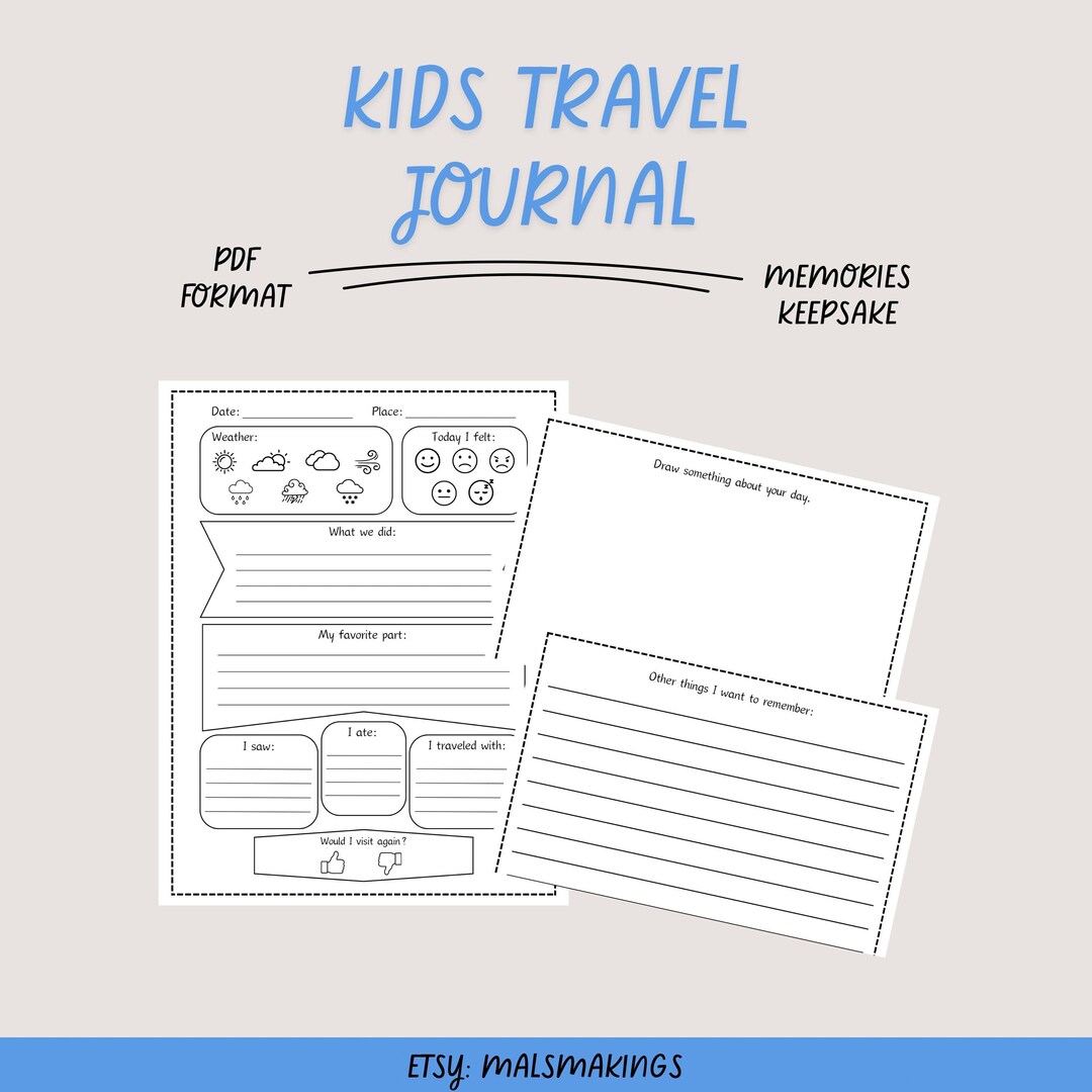 Printable Travel Journal | Kids Travel Memory Book - Etsy