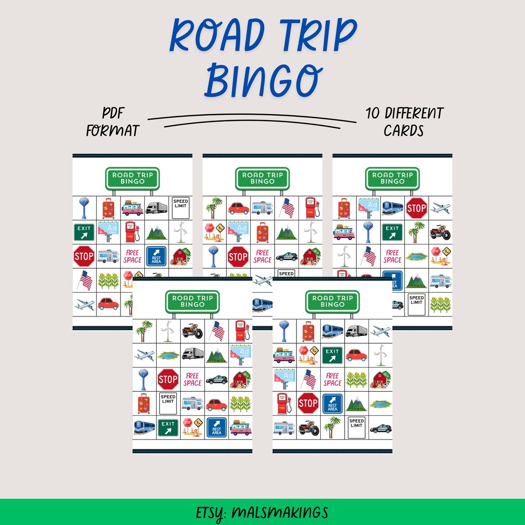 Printable Road Trip Bingo Cards| Car Travel Bingo Game| Instant ...