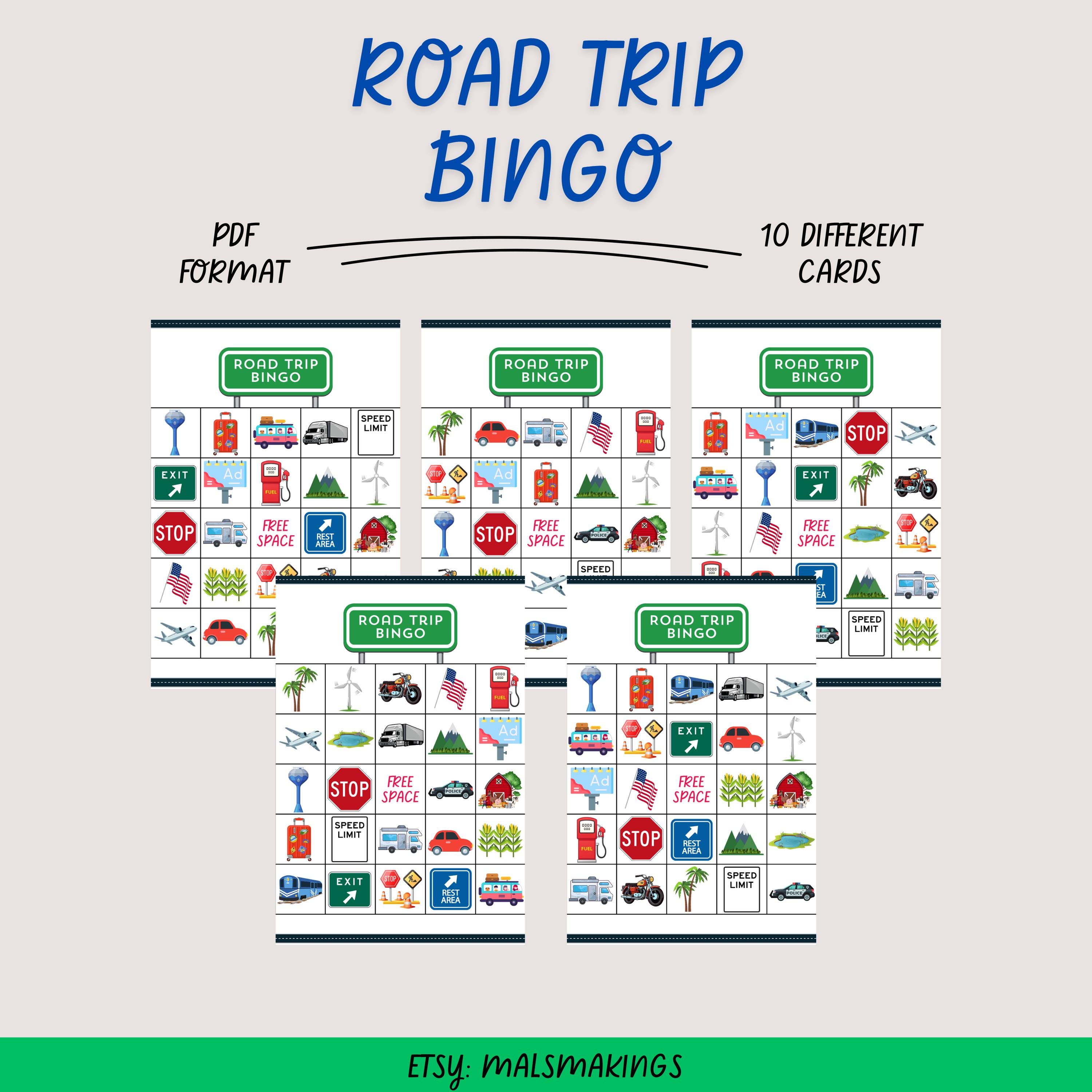 Printable Road Trip Bingo Cards| Car Travel Bingo Game| Instant ...