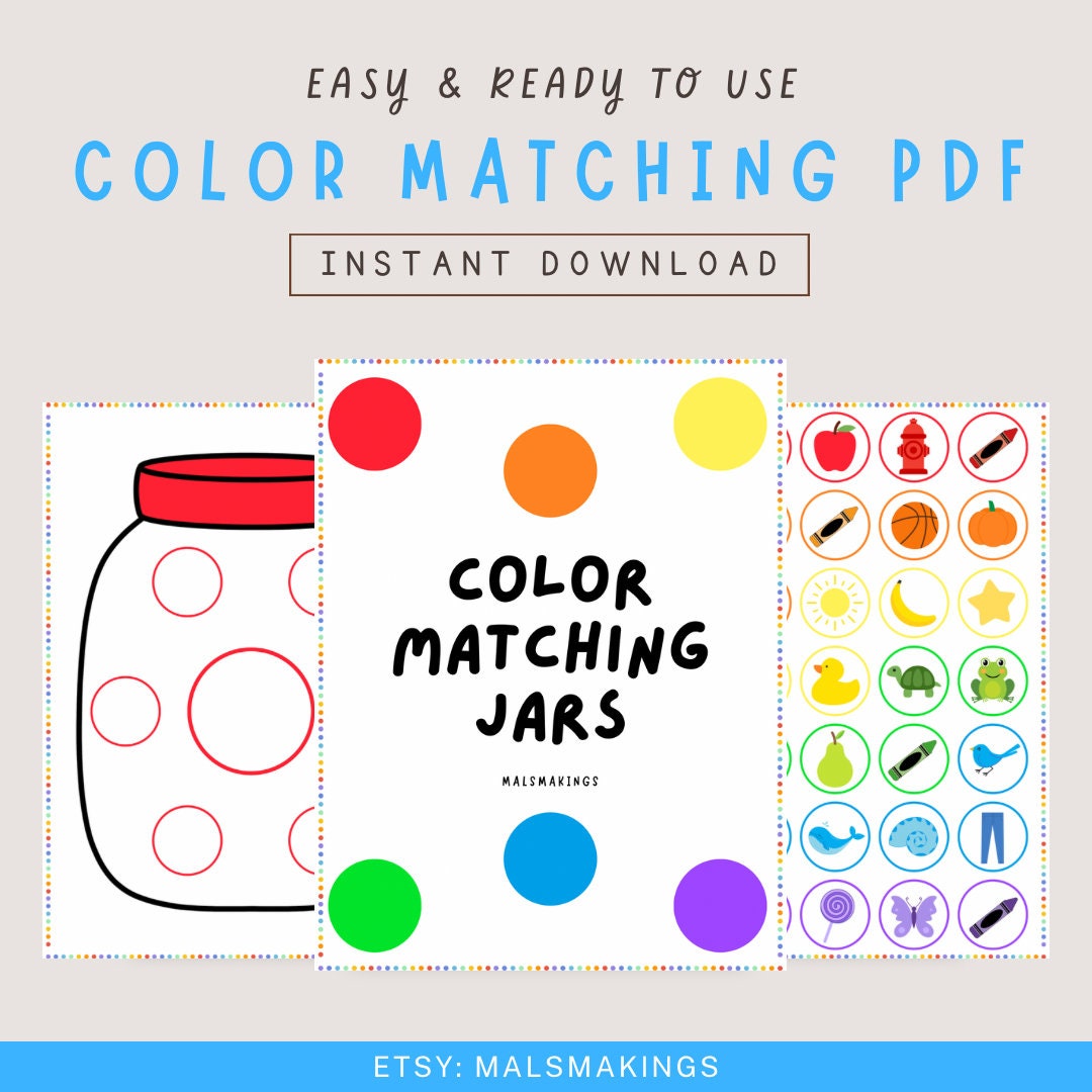 Printable Color Matching Jars | Errorless Learning Bundle for Classroom ...