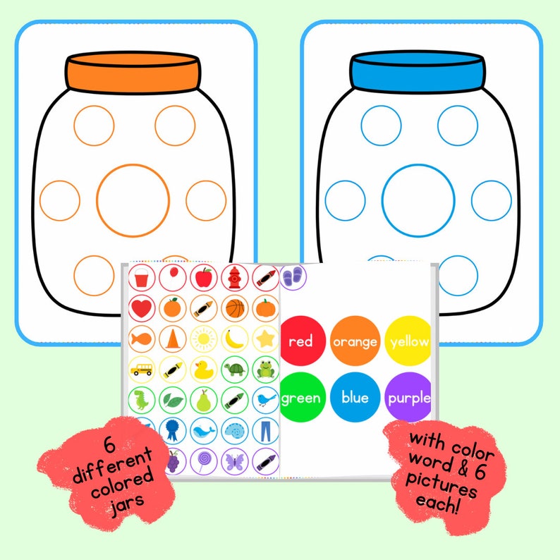 Color Matching Jars Printable: Classroom Learning (digital Download) - Etsy