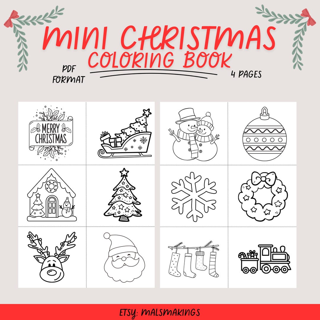 Mini Christmas Coloring Book | Christmas Coloring Pages | Instant ...