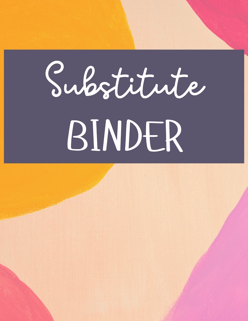 Printable Substitute Teacher Binder Teacher Binder Printable - Etsy