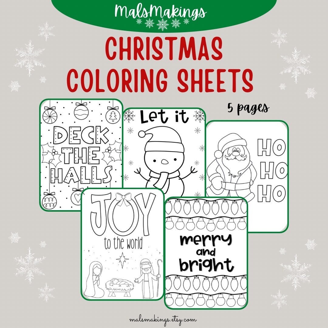 Printable Christmas Coloring Sheets Bundle - Instant Download for ...