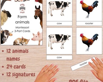 Farm Animals | 3 Part Cards | PDF Printable - Etsy