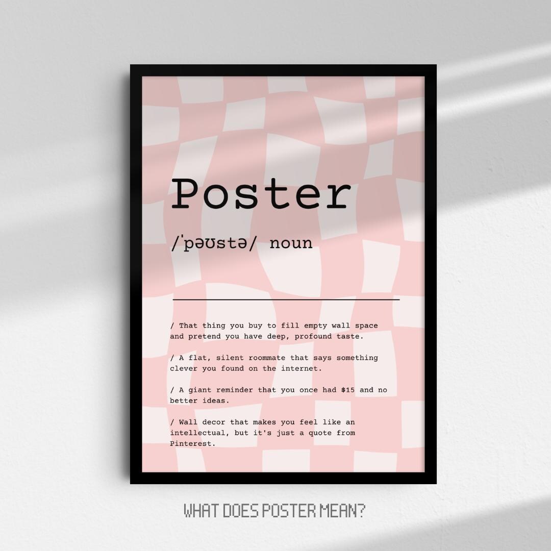 Wall Art, Funny Quote Poster, Checkered Print, Pink Poster, Kitchen ...