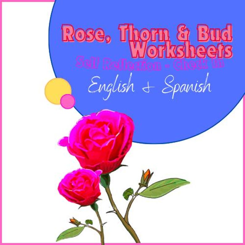 Rose Thorn and Bud Worksheet: English and Spanish - Self Reflection - Etsy