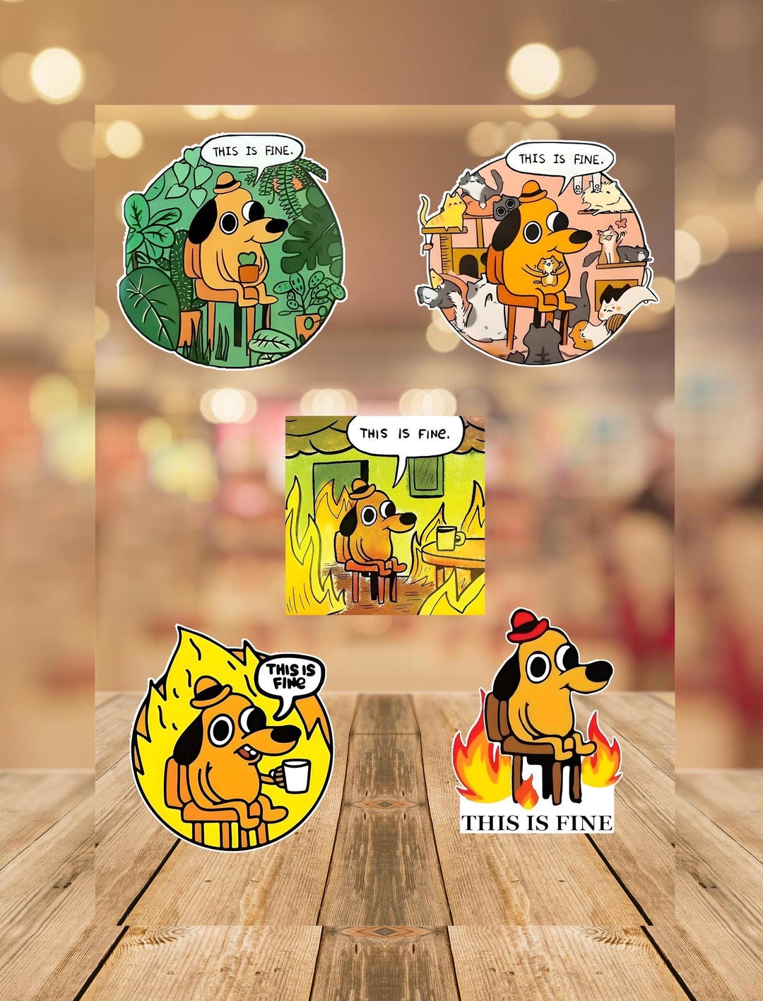 2x This is Fine Stickers Funny Meme Laptop Sticker Water Bottle One ...