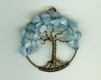 Aquamarine Tree of Life, Customizable Tree of Life, Aquamarine Pendant ...