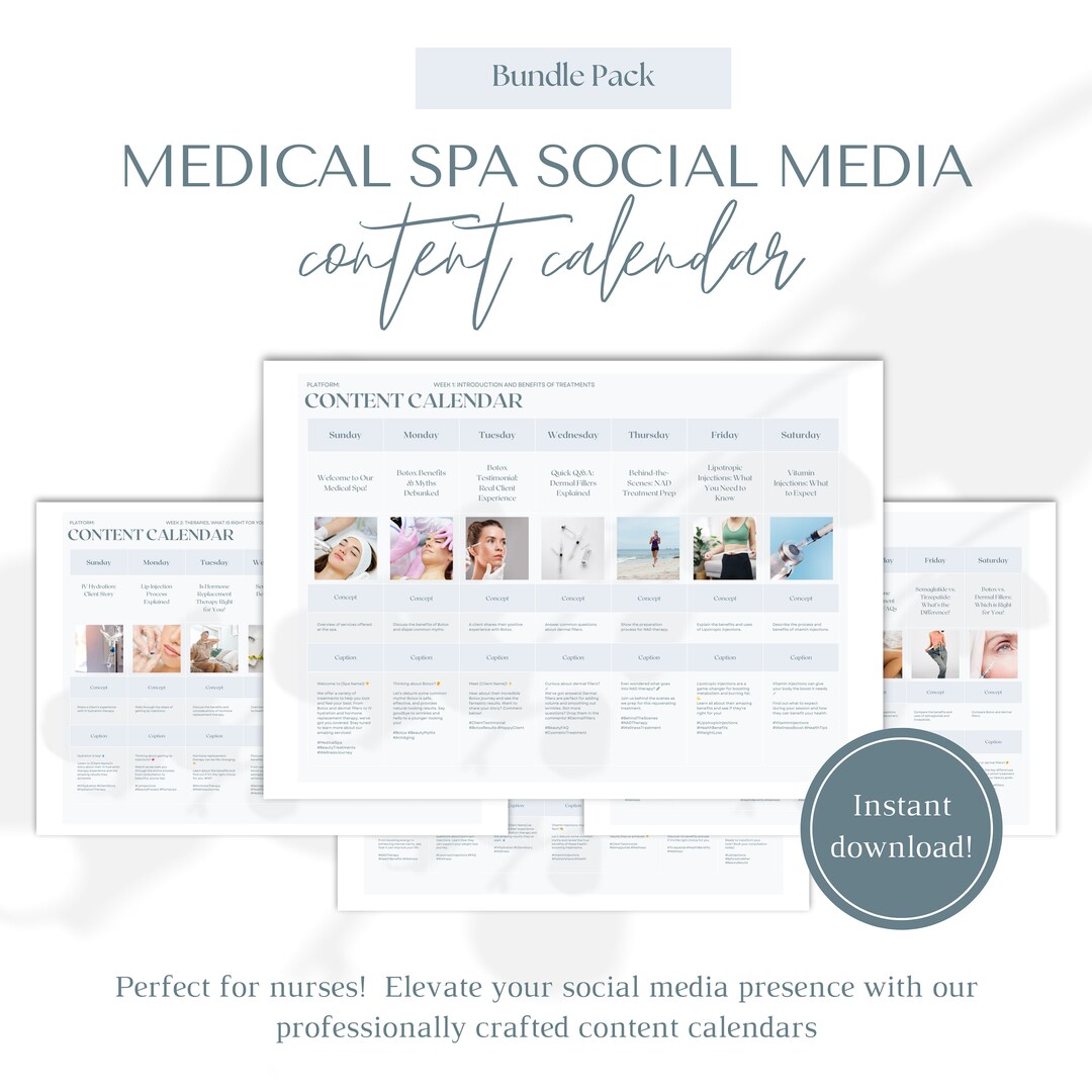 Medical Spa Content Calendar Premier Bundle - Etsy