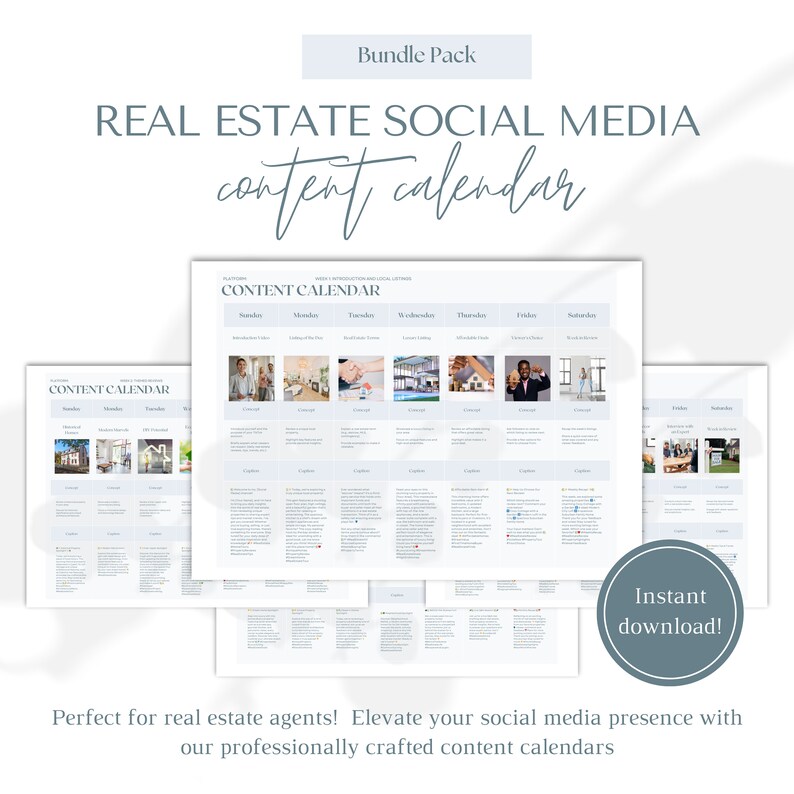 Real Estate Content Calendar Premier Bundle - Etsy