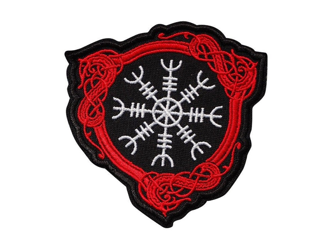 Viking Runes Embroidered Patch Aegishjalmur, Pagan, Folk, Vikings ...